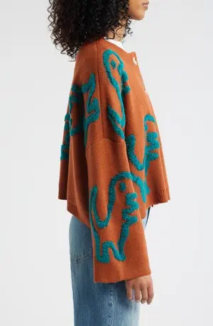DRESSED IN LALA Jacquard Cardigan - Ginger