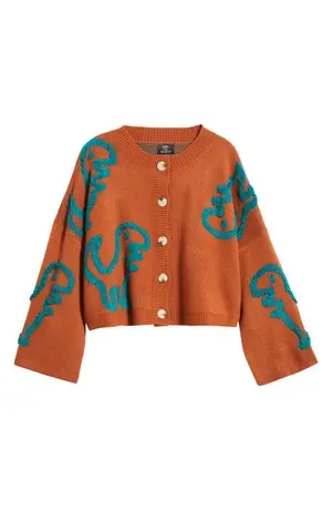 DRESSED IN LALA Jacquard Cardigan - Ginger
