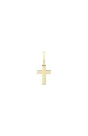 Zoe Chicco Vertical Cross Charm - Yellow Gold