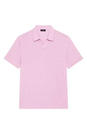 Theory Brenan Linen Blend Polo - Pale Mauve