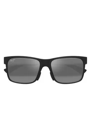Maui Jim Rectangular Sunglasses - Matte Black/ Neutral Grey