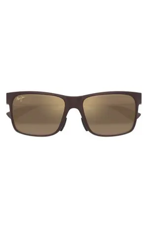 Maui Jim Rectangular Sunglasses - Metal Matte Brown/ Bronze