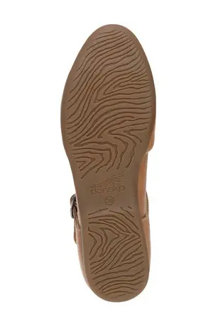 Dansko Liv Ankle Strap Flat - Tan Burnished Nappa