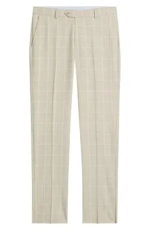 Berle Windowpane Check Wool Dress Pants - Sand