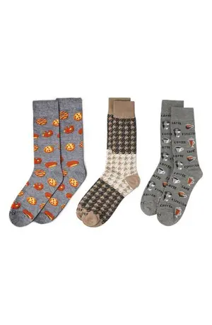 MEMOI Festivities Assorted 3-pack Novelty Crew Socks - Gray