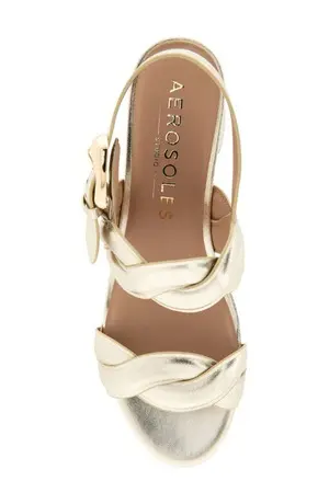 Aerosoles Platform Sandal - Soft Gold Leather