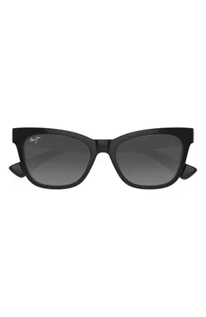 Maui Jim Rectangular Sunglasses - Shiny Black Light Grey