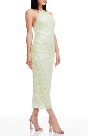 Dress The Population Dani Sequin Halter Cocktail Dress