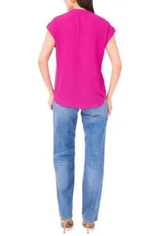 Vince Camuto Split Neck Cap Sleeve Top - Allure