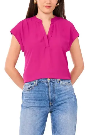 Vince Camuto Split Neck Cap Sleeve Top - Allure