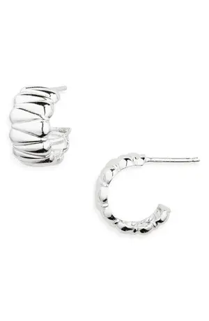 Argento Vivo Quilted Hoop Earrings - Silver