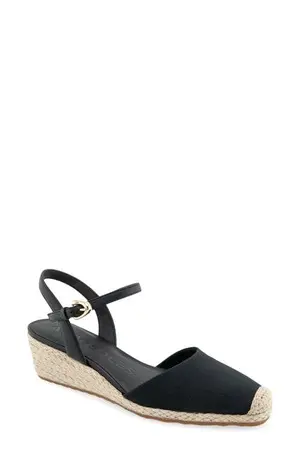 Aerosoles Jute-wrapped Wedge Sandals - Black Canvas