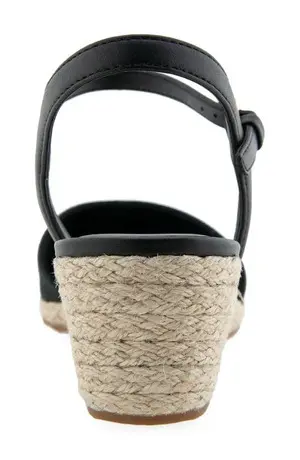 Aerosoles Jute-wrapped Wedge Sandals - Black Canvas