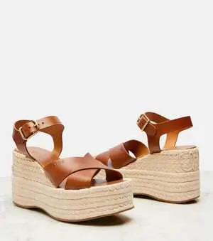 Chloé Isla Leather Espadrille Wedges