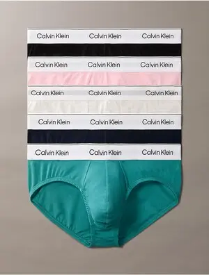 Calvin Klein Icon Cotton Stretch 5-pack Hip Brief Black / Snow Heather / Buff Pink / Shoreline / Lively Teal