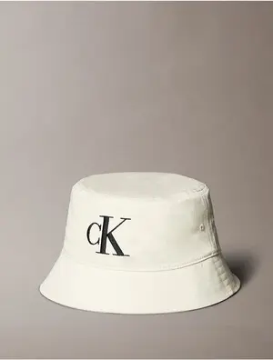 Calvin Klein Embroidered Monogram Twill Bucket Hat - Bone White