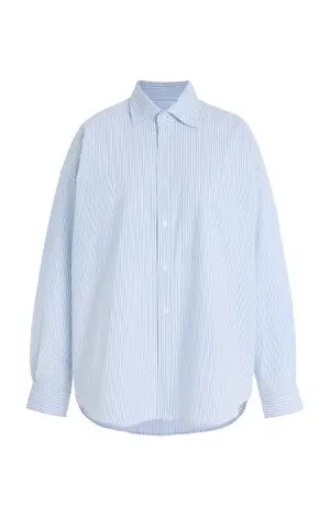WITH NOTHING UNDERNEATH Striped Cotton-seersucker Shirt - Blue