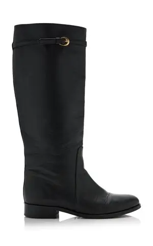 Women's Black Leather Riding Boots