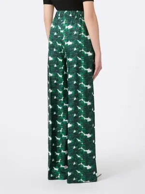 Max Mara Printed Wide-leg Trousers - Emerald