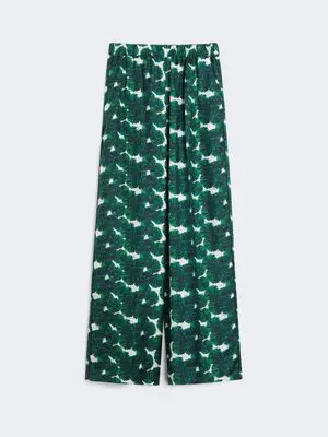 Max Mara Printed Wide-leg Trousers - Emerald