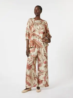Max Mara Printed Silk Twill Trousers