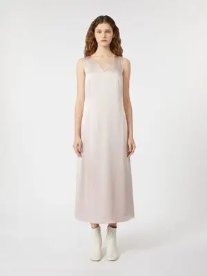 Max Mara Flared Satin Maxi Dress - Powder