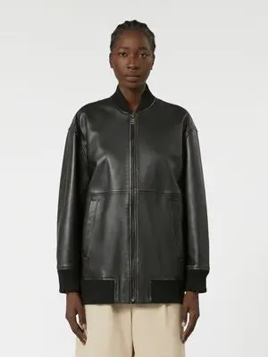 Max Mara Nappa Leather Bomber Jacket