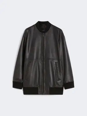 Max Mara Nappa Leather Bomber Jacket