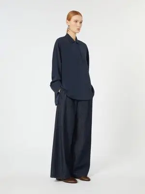 Max Mara Washed Denim Wide-leg Trousers