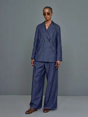 Max Mara Washed Denim Wide-leg Trousers