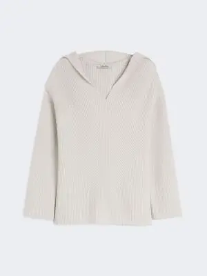 Max Mara Rib-knit Wool Hooded Sweatshirt