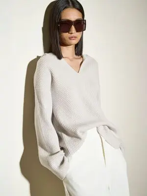 Max Mara Rib-knit Wool Hooded Sweatshirt