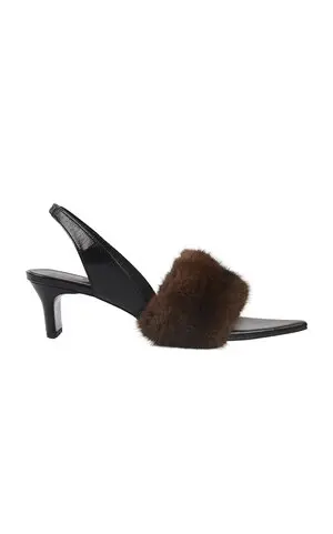 SALONDEJU Jane Shearling Slingback Sandals - Brown