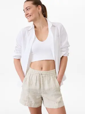 Athleta Retreat Linen Mid Rise 4" Short - Undyed