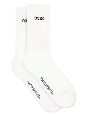 032C Intarsia-knit Logo Socks - White