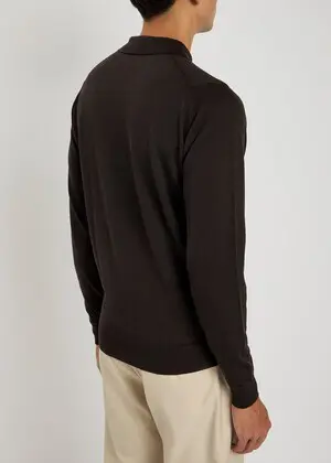 John Smedley Belper Wool Polo Shirt - Brown