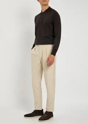 John Smedley Belper Wool Polo Shirt - Brown