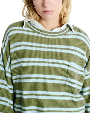 American Vintage Cropped Striped Wool Sweater - Rive Riyarus