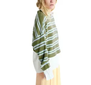 American Vintage Cropped Striped Wool Sweater - Rive Riyarus