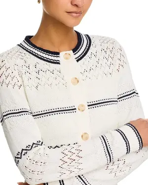 Aqua Crochet Pointelle Cardigan