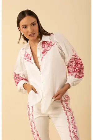 Hale Bob Jianna Embroidered Top - Blue