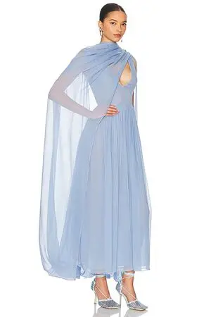 HELSA The Sabine Dress In Silk Chiffon - Hydrangea Blue