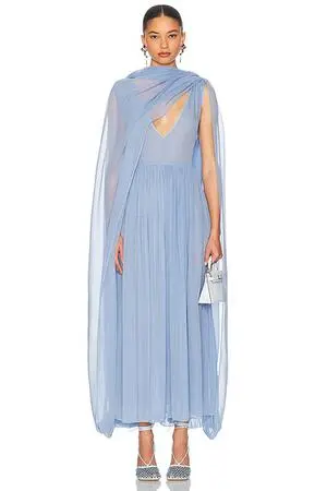 HELSA The Sabine Dress In Silk Chiffon - Hydrangea Blue