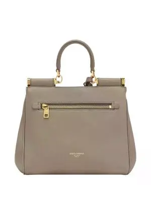 Dolce & Gabbana My Sicily Leather Handbag With Padlock - Grey