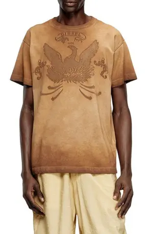 DIESEL® T-norm-t9 Devoré Logo T-shirt - Brown