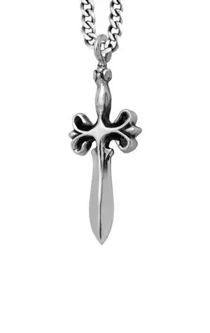 KING BABY STUDIO Dagger Pendant On Curb Link Chain