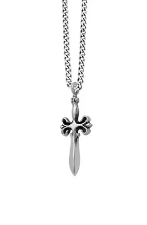 KING BABY STUDIO Dagger Pendant On Curb Link Chain - Silver