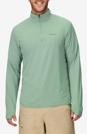 MARMOT Airexchange Solarshield Upf Quarter Zip - Agate Green