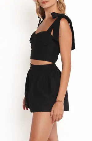PETAL & PUP Cotton & Linen Crop Top And Shorts Set