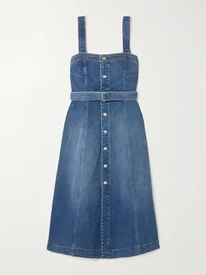 Women's Strappy Belted Denim Dress